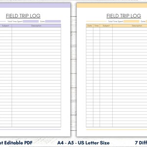 Printable Field Trip Log, Field Trip Template, Field Trip Sheet ...