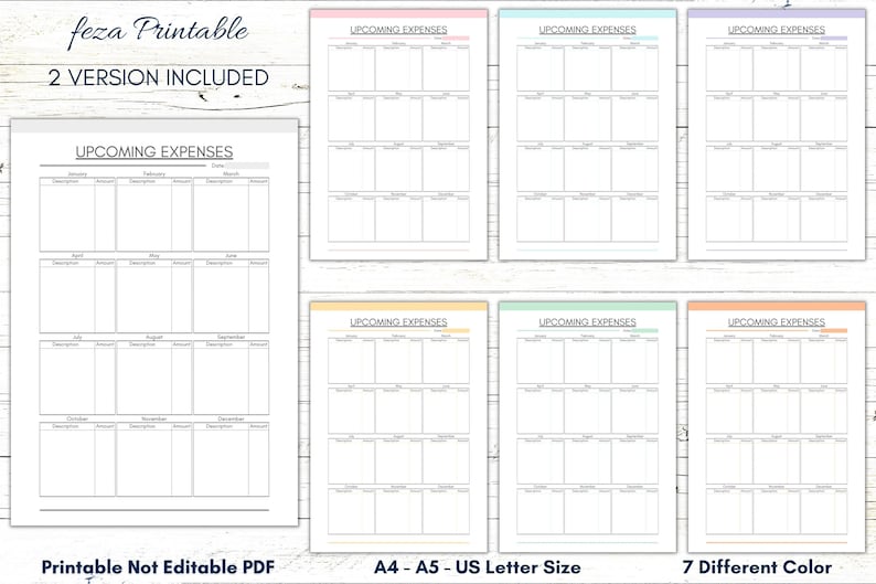 Printable Upcoming Expenses Planner, PDF Upcoming Expense Tracker, PDF ...