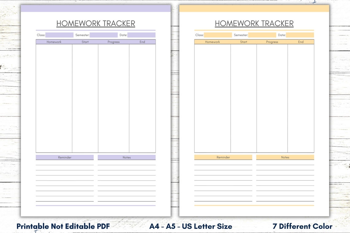 Printable Homework Tracker, Homework Log, PDF Homework Checklist ...