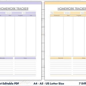 Printable Homework Tracker, Homework Log, PDF Homework Checklist ...