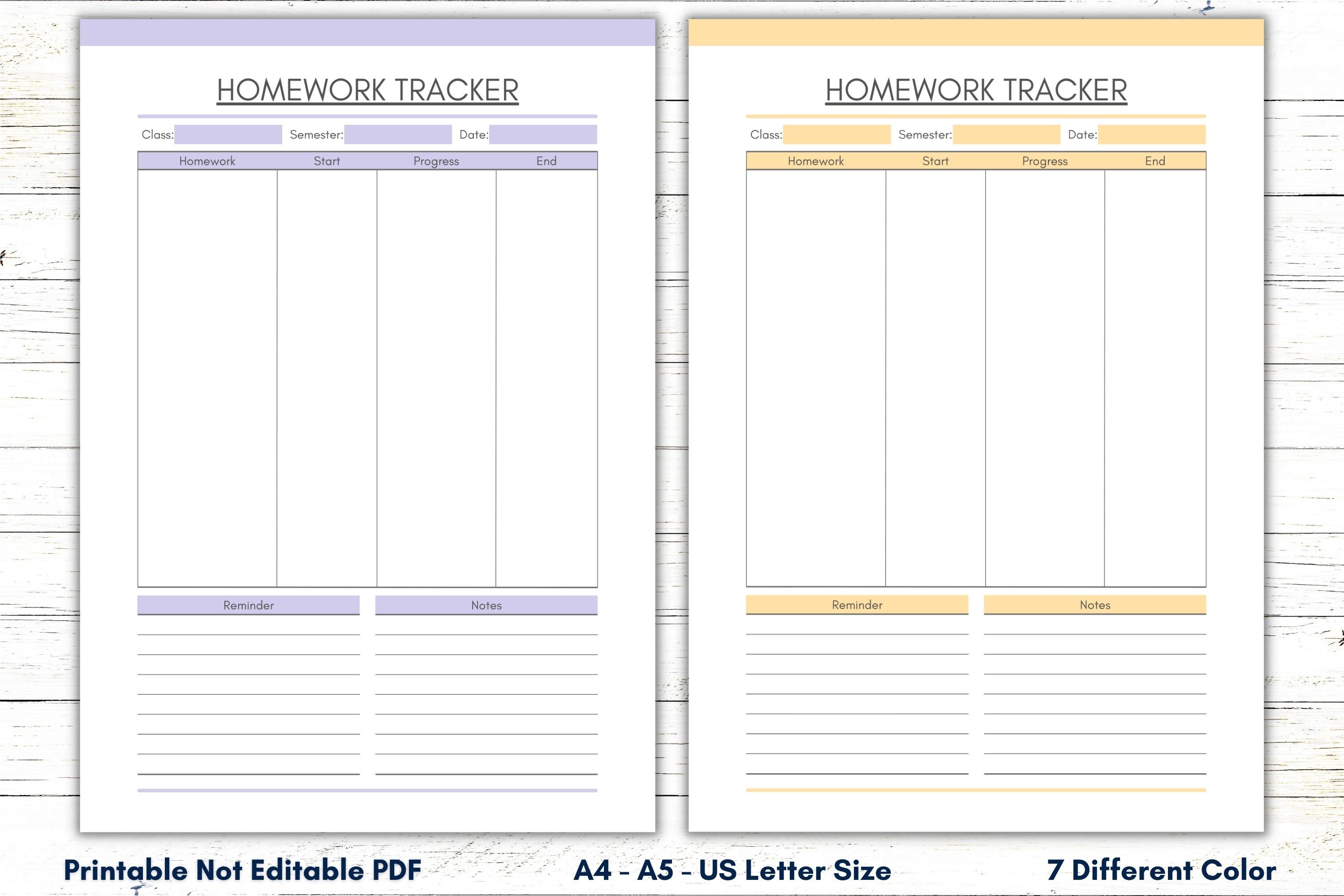 Printable Homework Tracker, Homework Log, PDF Homework Checklist ...