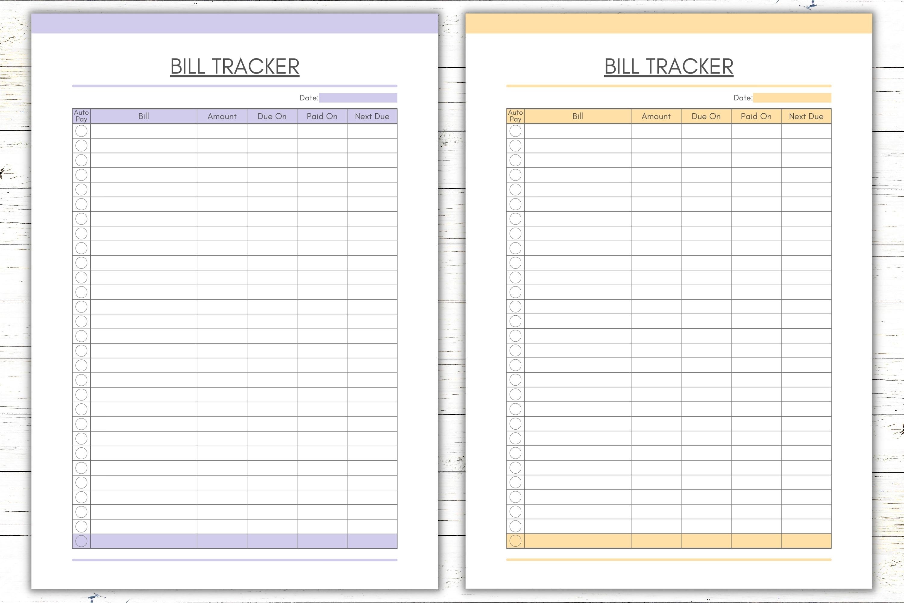 Printable Bill Payment Sheet, Monthly Bills Record, Bill Tracking Sheet ...