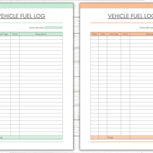 Printable Vehicle Fuel Log, Fuel Oil Tracker, Fuel Price Tracker ...