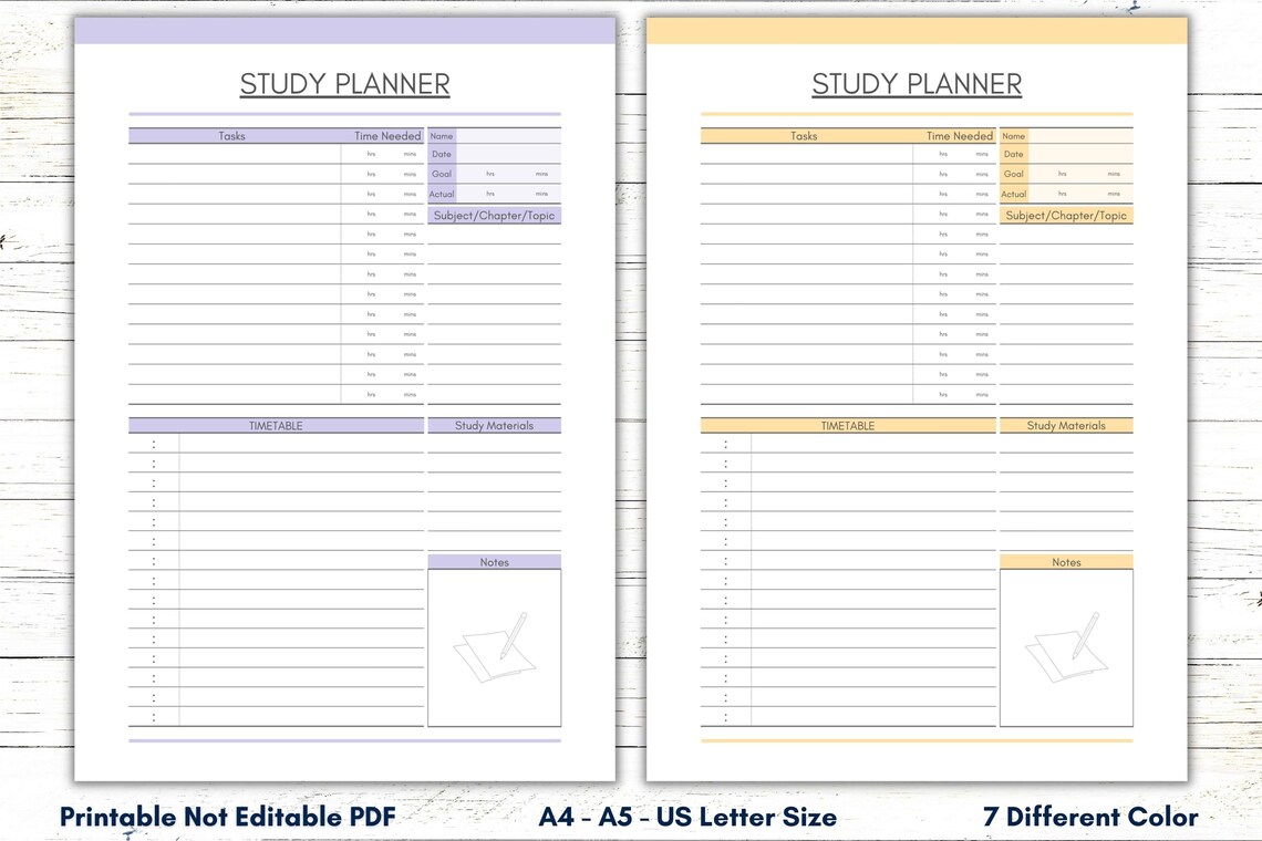 Printable Study Planner, Daily Study Planner, Printable Student ...