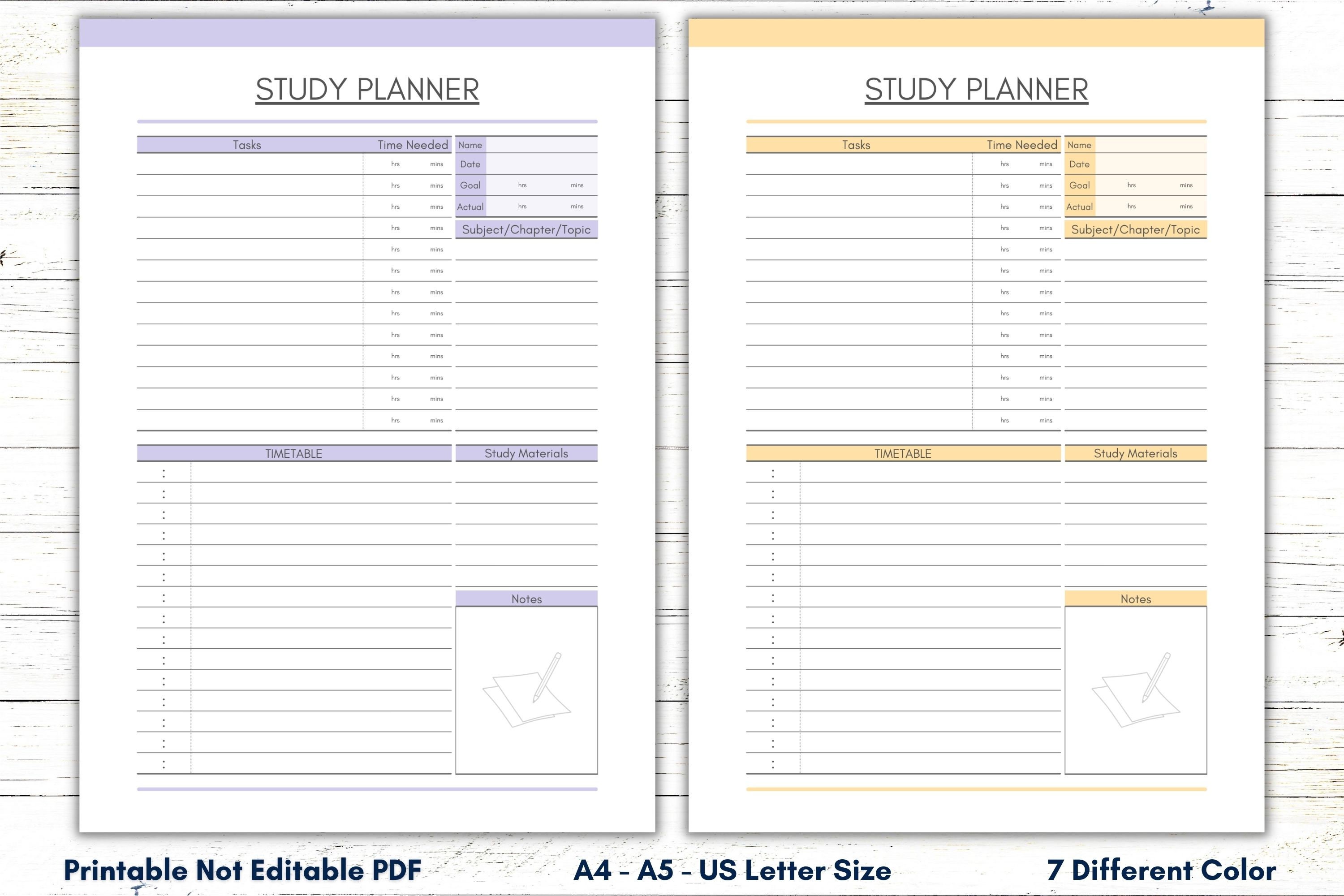 Printable Study Planner, Daily Study Planner, Printable Student ...
