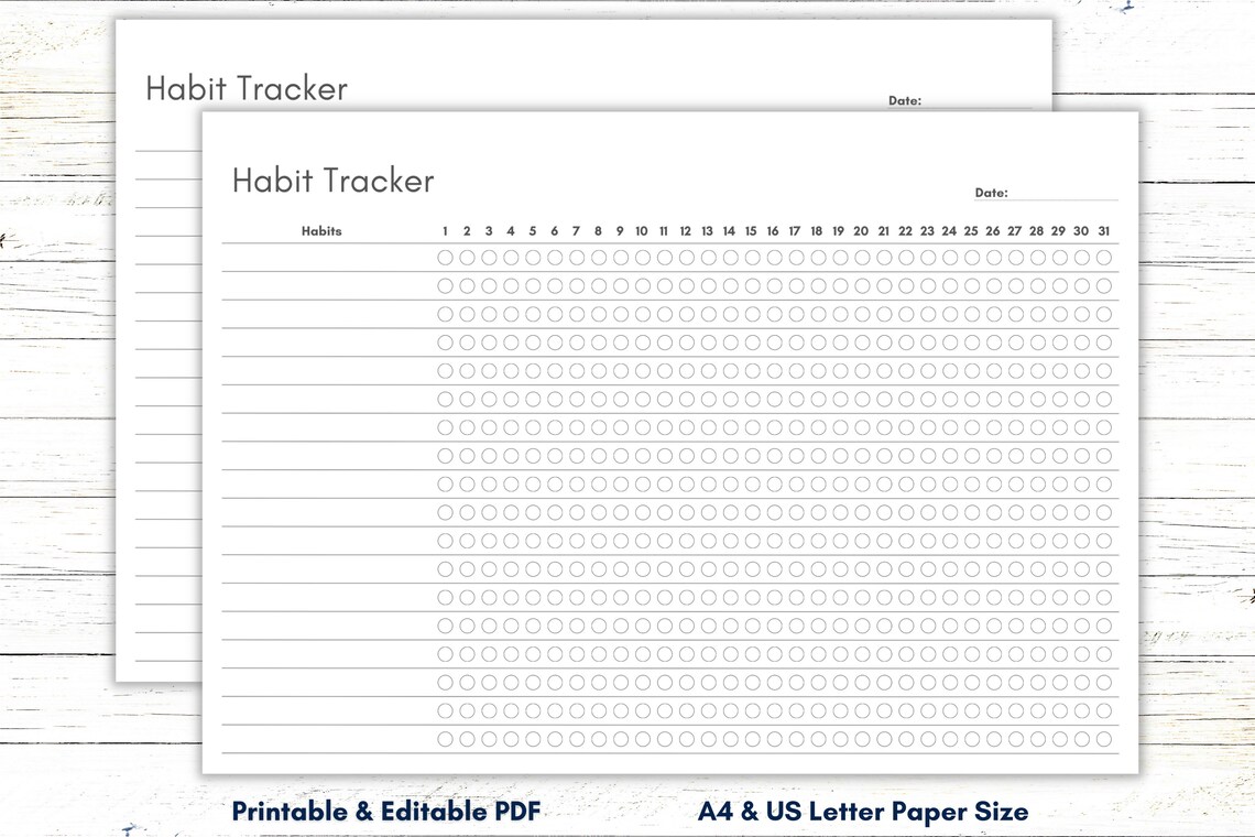 Habit Tracker Printable, Habit Tracker Editable, Habit Tracker Journal ...