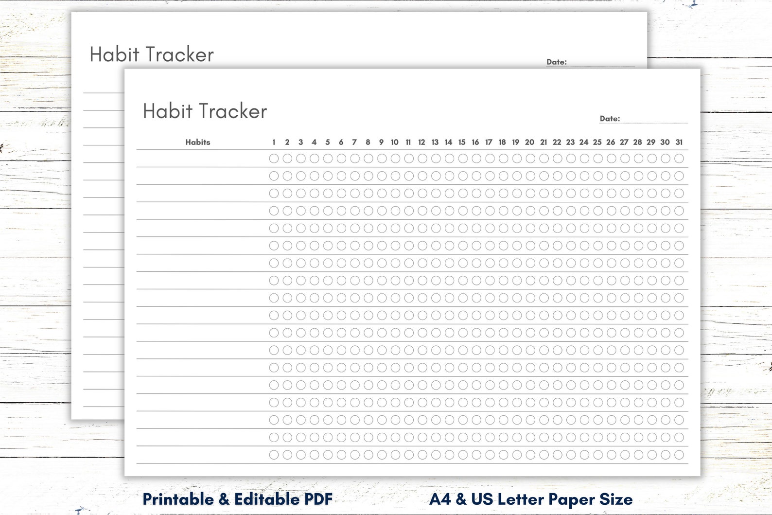 Habit Tracker Printable, Habit Tracker Editable, Habit Tracker Journal ...