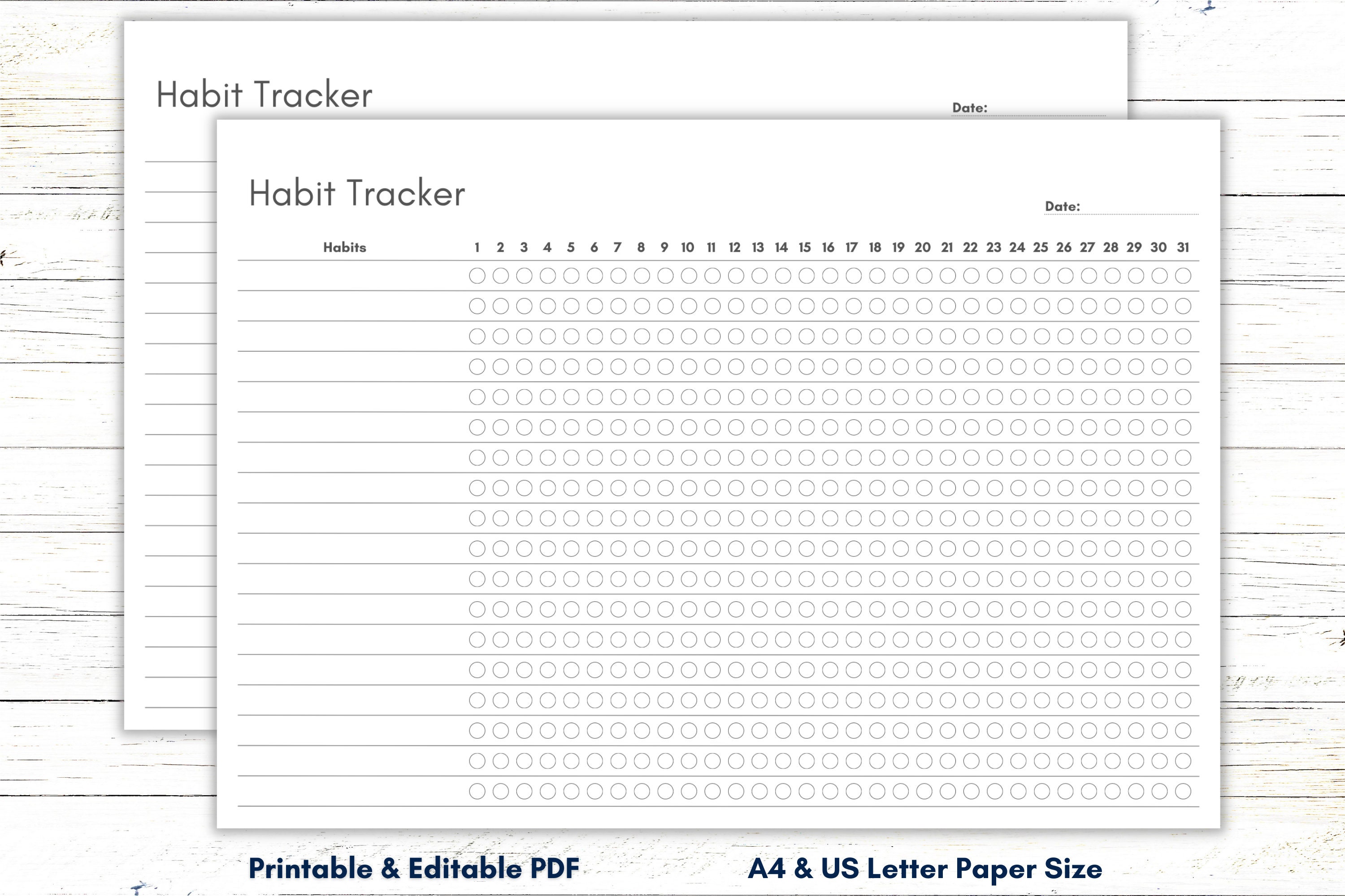 Habit Tracker Printable, Habit Tracker Editable, Habit Tracker Journal ...