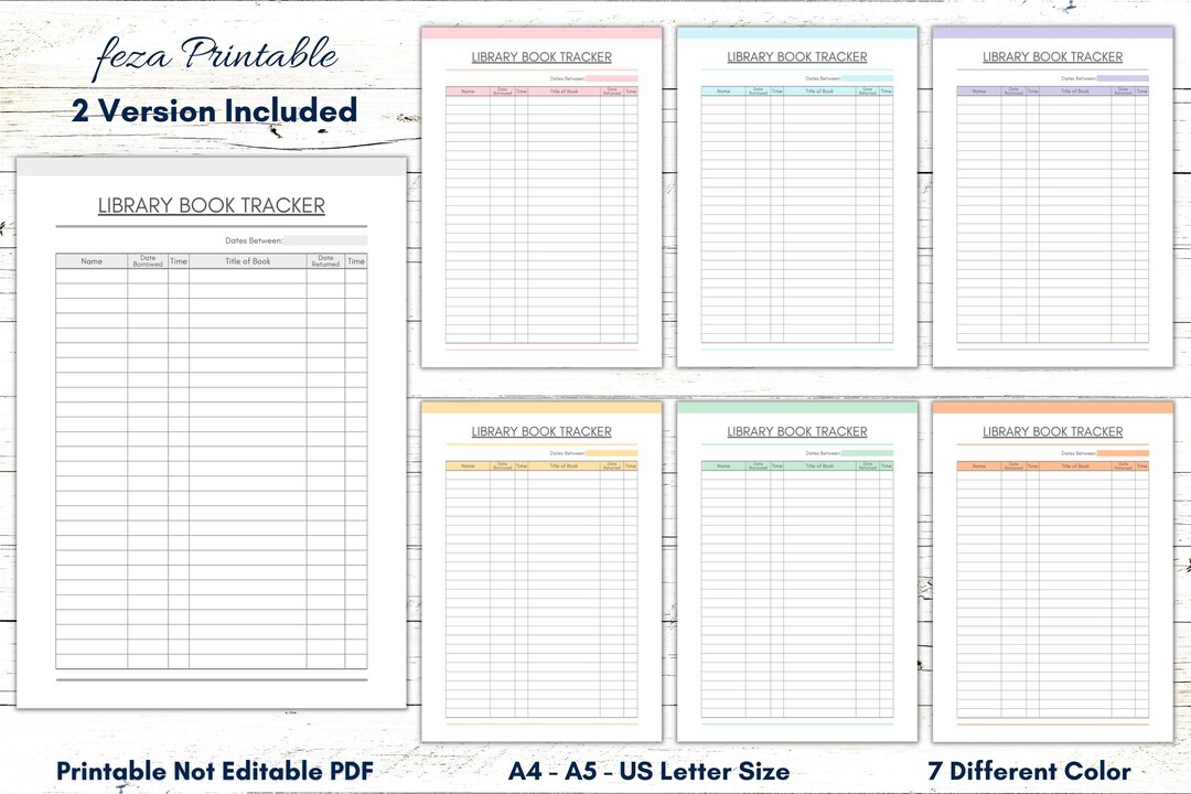 Printable Library Book Tracker, PDF Library Book Log, Book Lover ...