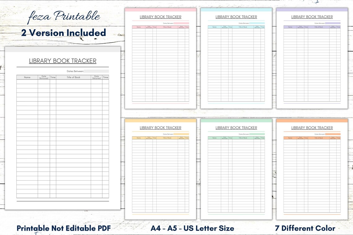 Printable Library Book Tracker, PDF Library Book Log, Book Lover ...