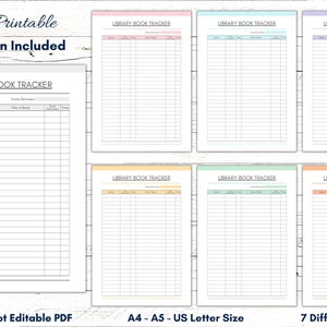 Printable Library Book Tracker, PDF Library Book Log, Book Lover ...