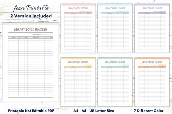 Printable Library Book Tracker PDF Library Book Log Book - Etsy
