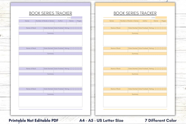 Book Series Tracker Printable, Reading Journal, Reading Series Tracker ...