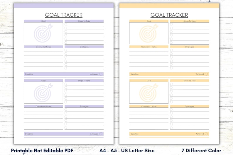 Printable Goal Tracker, Printable Goal Planner, Printable Goal Tracking ...