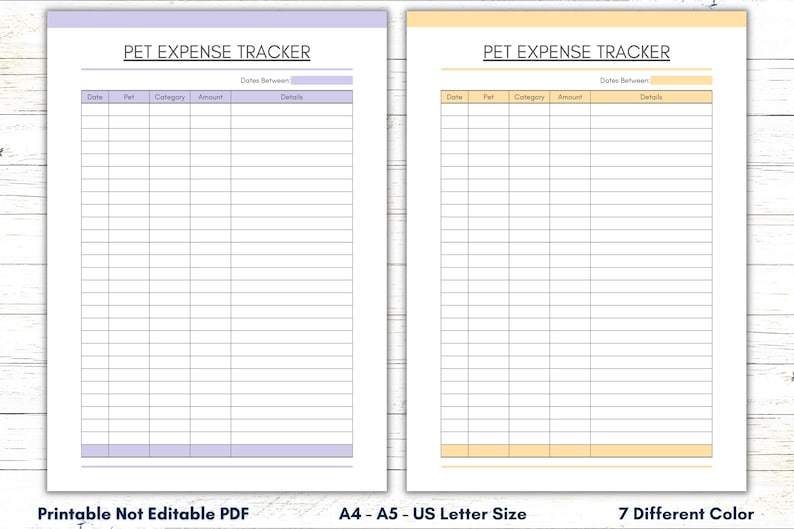 Printable Pet Expense Tracker: Finance Planner Template (PDF) - Etsy