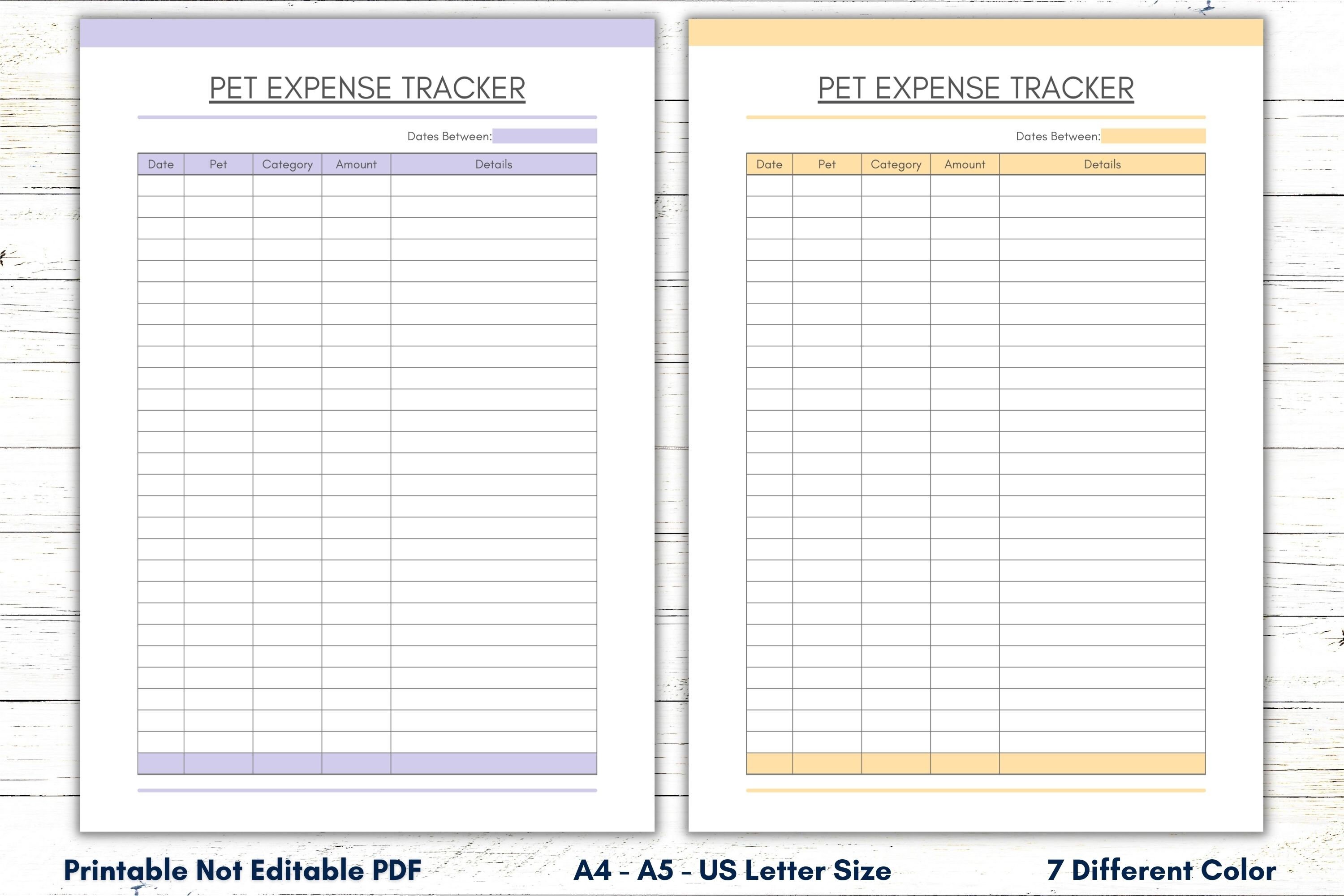 Printable Pet Expense Tracker: Finance Planner Template (PDF) - Etsy
