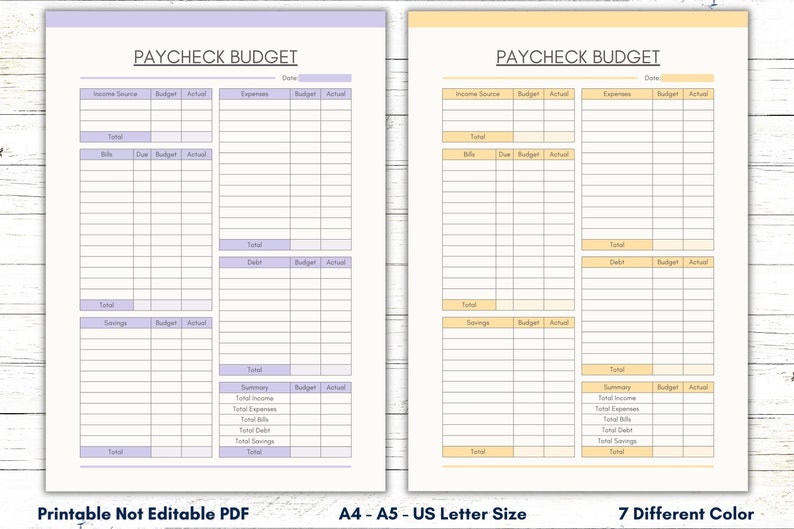 Paycheck Budget Overview Template Printable, Paycheck Budget Printable ...