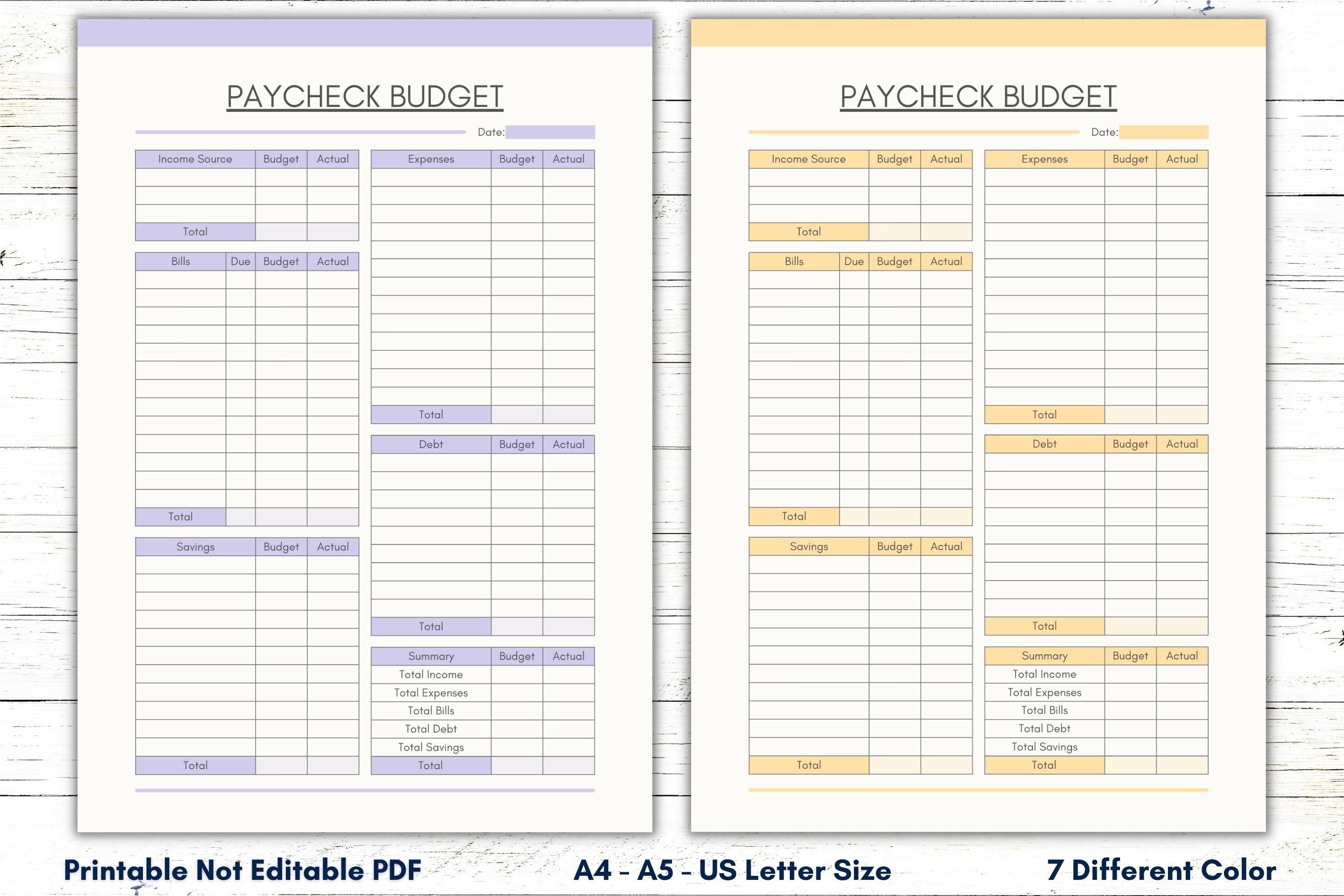 Paycheck Budget Overview Template Printable, Paycheck Budget Printable ...