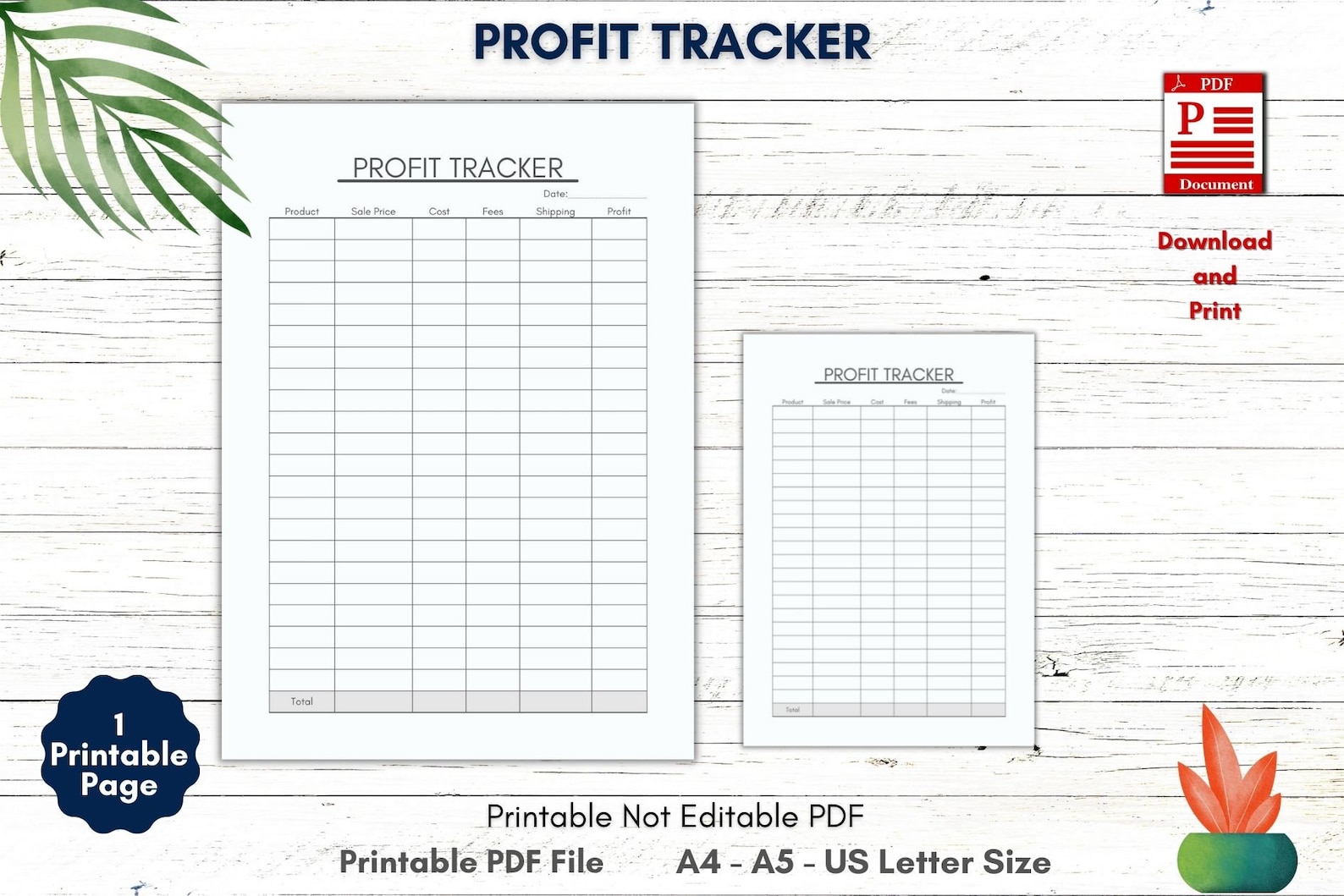 Printable Profit Tracker Printable Profit Log Printable | Etsy