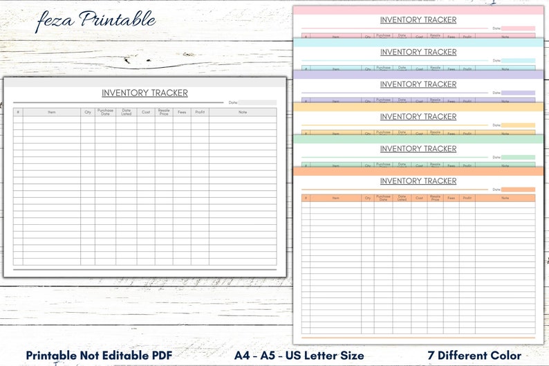 Reseller Inventory Printable, Inventory Tracker Template Inventory ...