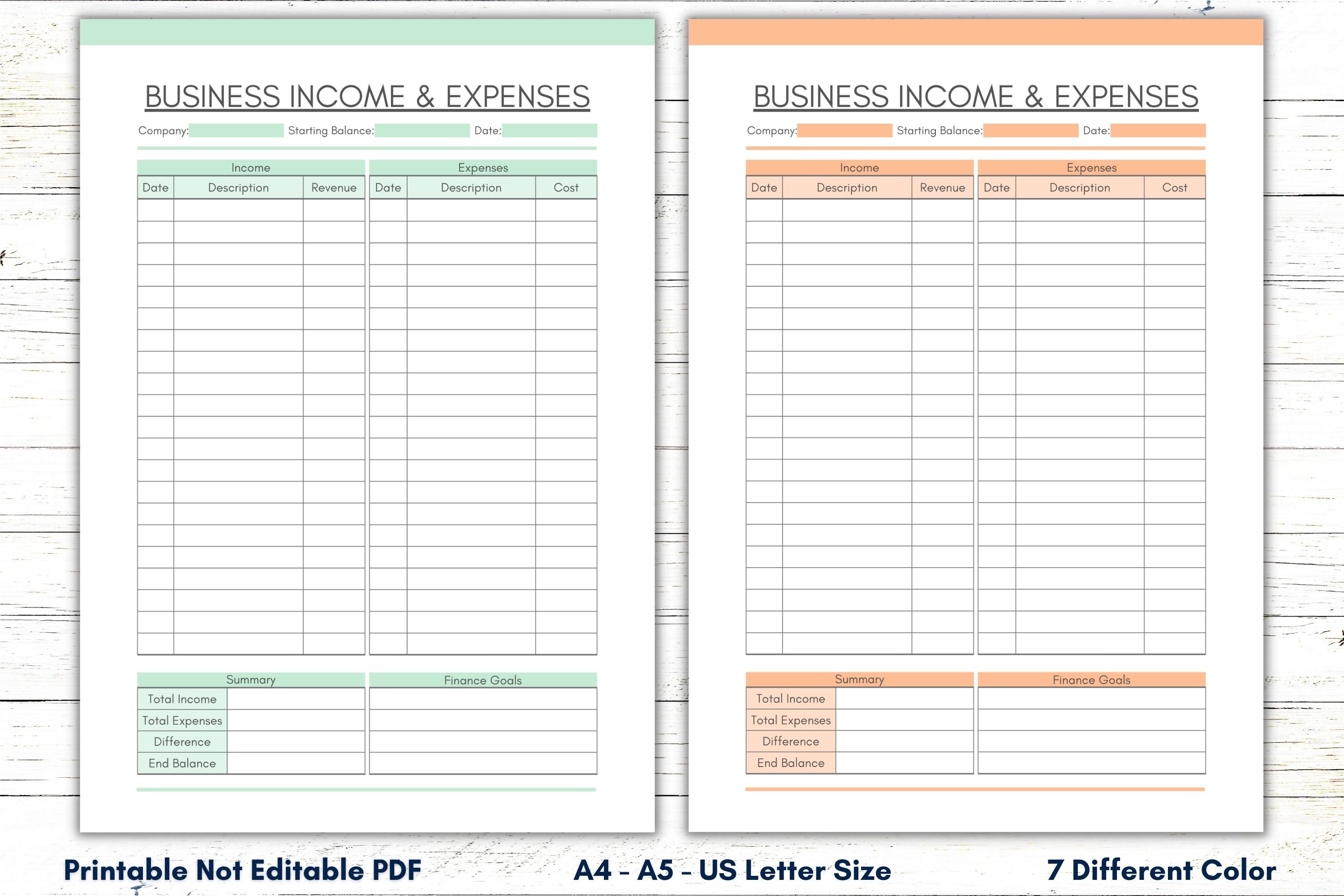 Printable Business Income and Expense Tracker, Business Profit and Loss ...