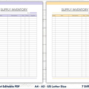 Printable Supply Inventory Log Book, Small Business Planner (PDF) - Etsy