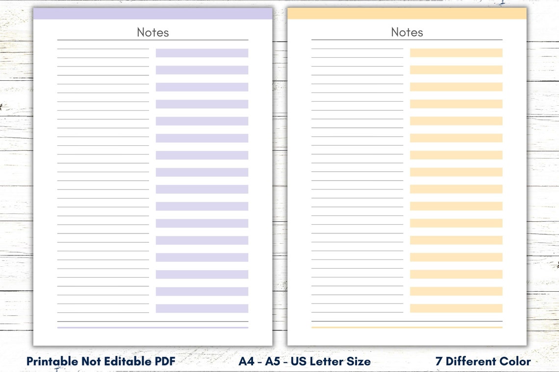 Printable 2 Column Note Pages, Note Sheet Template, Writing Paper ...