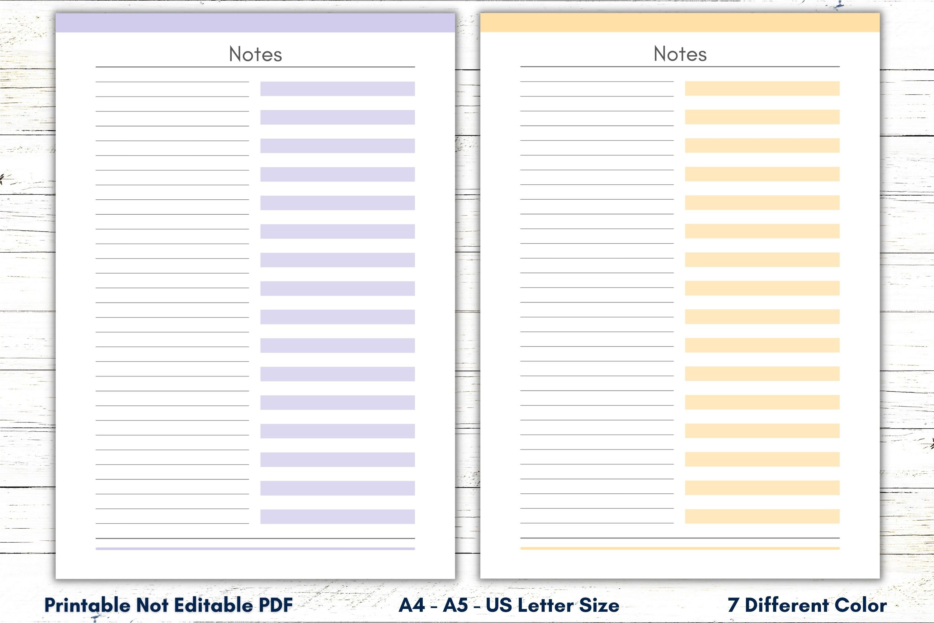 Printable 2 Column Note Pages, Note Sheet Template, Writing Paper ...
