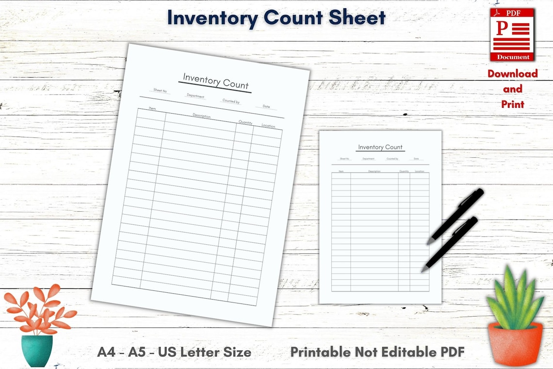 Printable Inventory Count Sheet Inventory Count Insert - Etsy