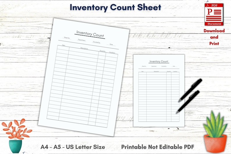 Printable Inventory Count Sheet Inventory Count Insert - Etsy