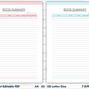 Book Summary Page Template Printable, Summary Sheet, Book Planner ...