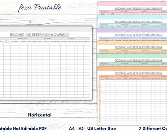 Printable Booking & Reservation Calendar Printable Booking - Etsy