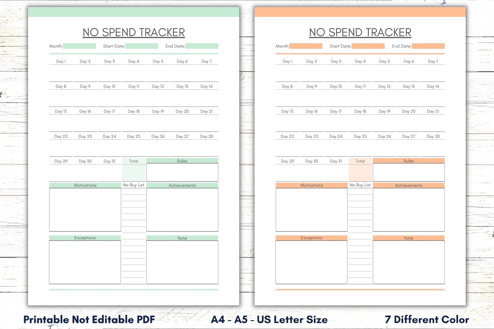 Printable No Spend Tracker, Printable No Spend Challenge, Printable ...