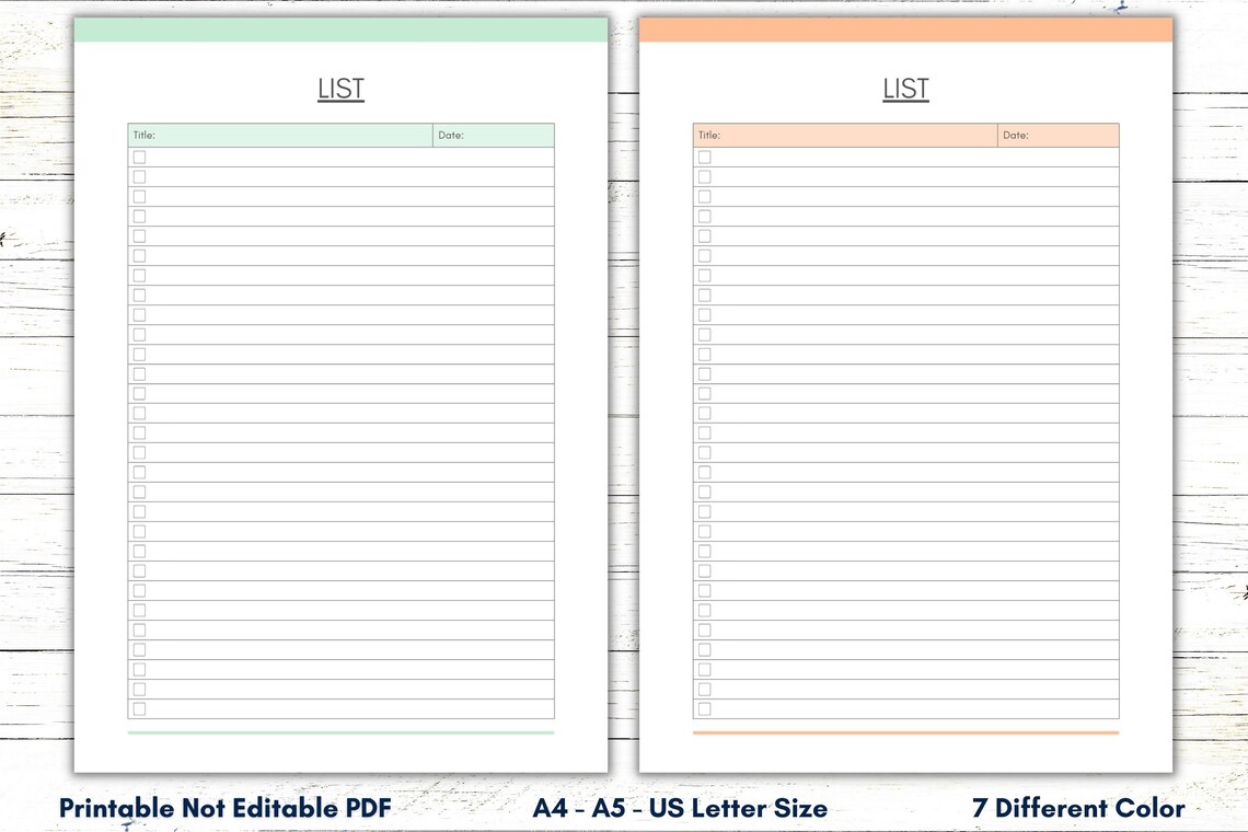 Blank List Template Printable Blank Checklist, Daily Weekly Yearly ...