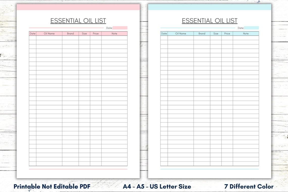 Printable Essential Oil List, Essential Oil Chart, Essential Oil List ...