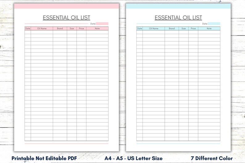 Printable Essential Oil List, Essential Oil Chart, Essential Oil List ...