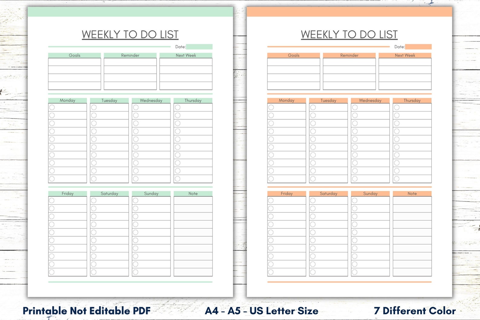 Printable Weekly Planner, Two Weekly to Do List, Printable Weekly Notes ...