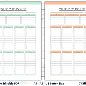 Printable Weekly Planner, Two Weekly to Do List, Printable Weekly Notes ...