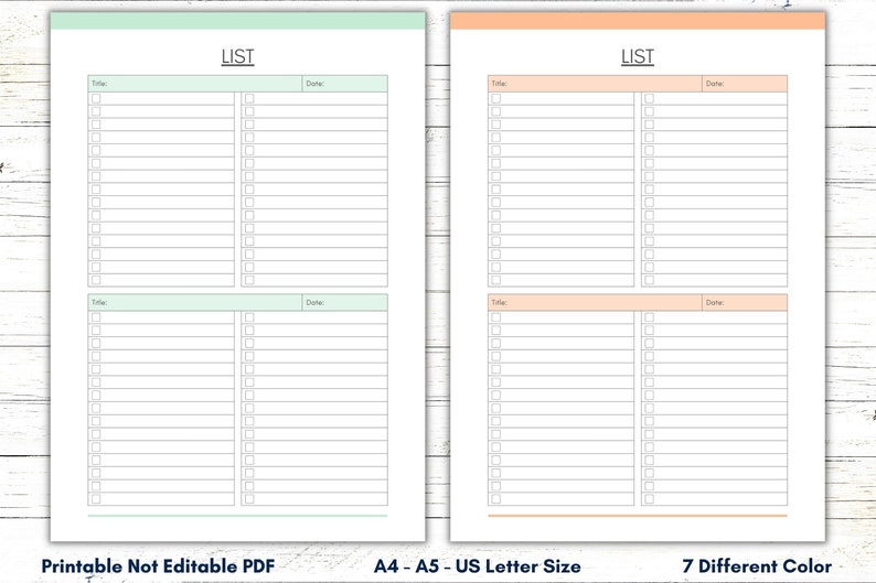 Blank List Template Printable Blank Checklist, Daily Weekly Yearly ...