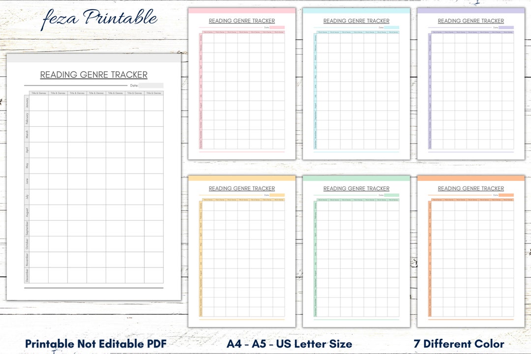 Reading Genre Tracker Printable Template, Reading Genre Chart, Reading ...