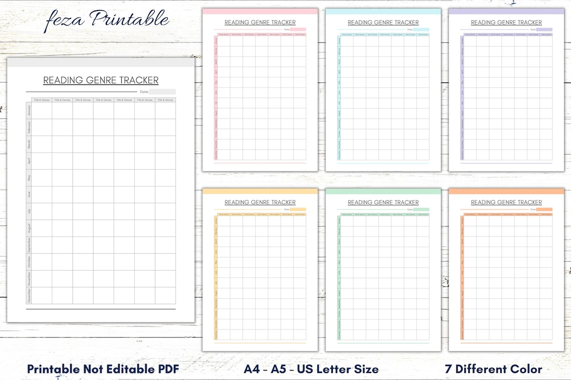 Reading Genre Tracker Printable Template, Reading Genre Chart, Reading ...