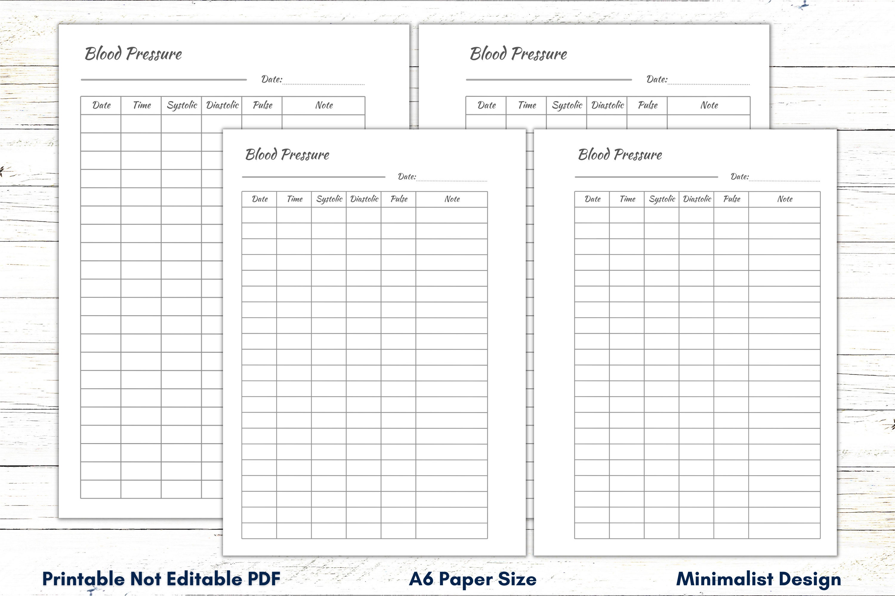 A6 Blood Pressure Log Book Printable, A6 Health Planner, A6 Planner ...