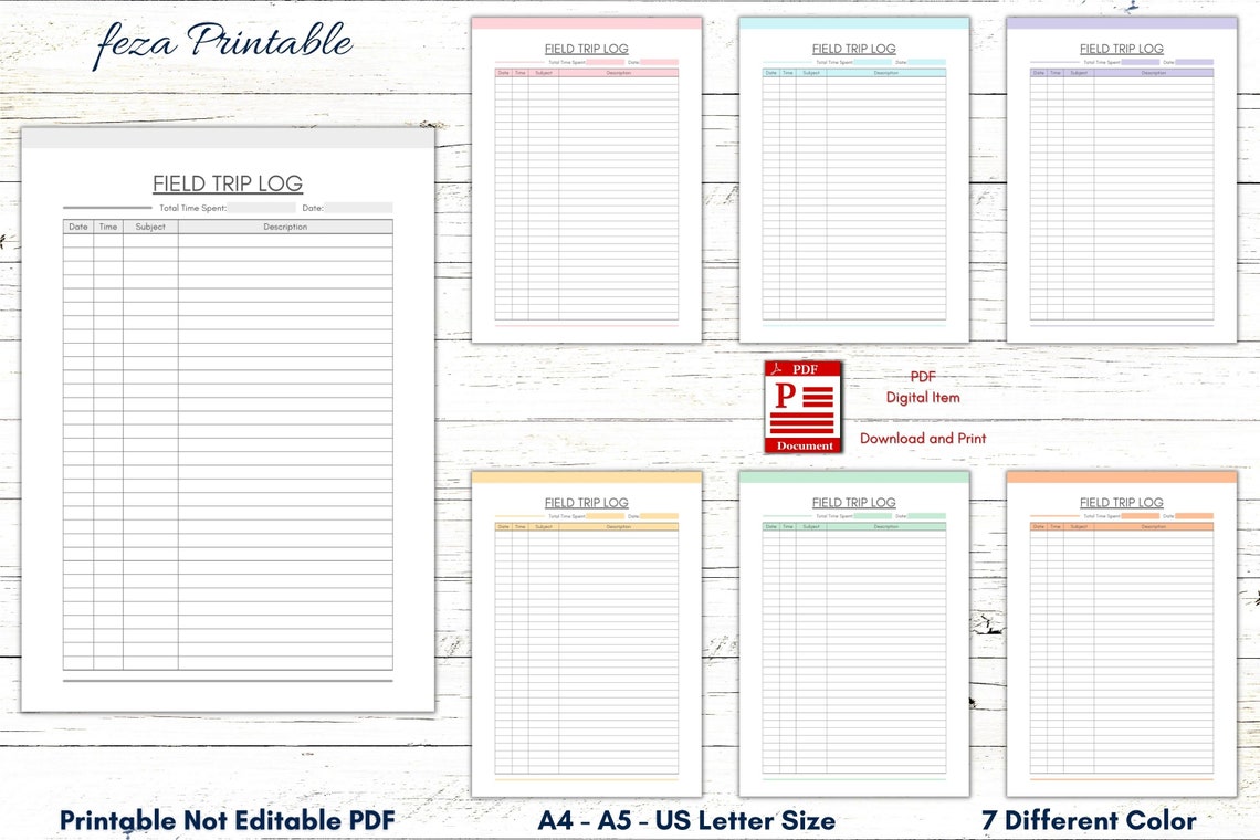 Printable Field Trip Log, Homeschool Activity Sheet (PDF Form) - Etsy
