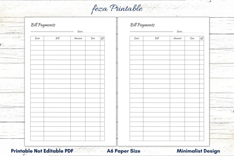 A6 Bills Tracker Printable, Bills Organizer, Bills Planner, Bills ...