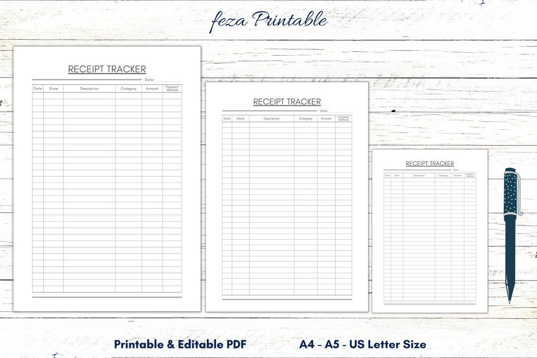 Receipt Tracker Printable Editable, Receipt Planner, Receipt Tracker ...