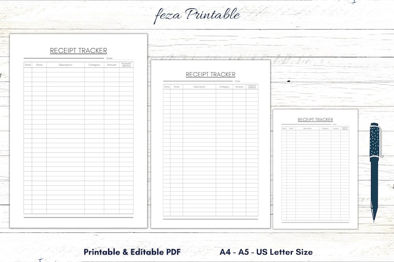 Receipt Tracker Printable Editable, Receipt Planner, Receipt Tracker ...