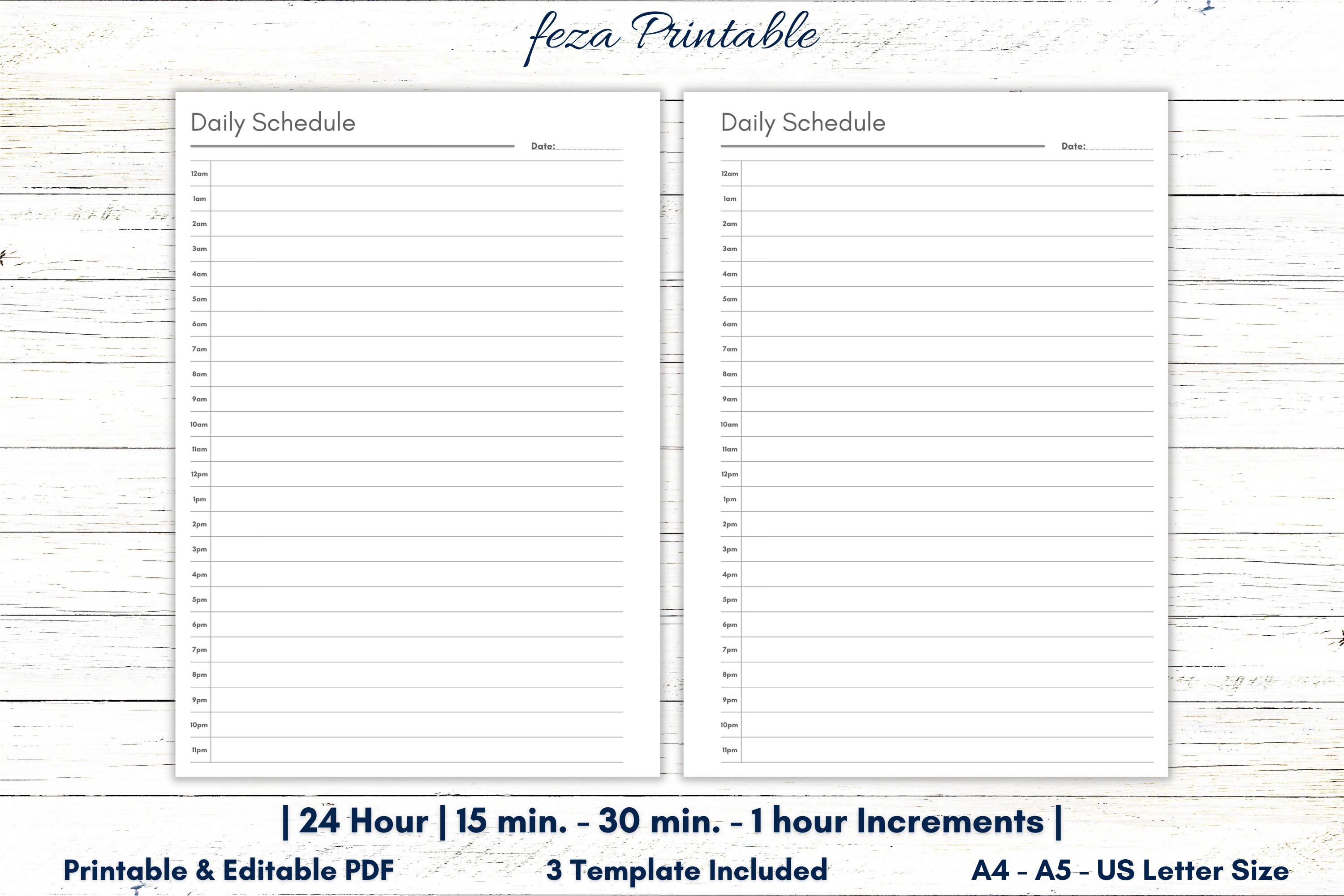 Daily Schedule Planner Printable Template, Daily Schedule Sheet, 24 ...