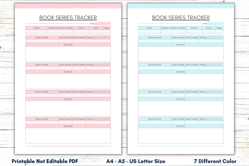 Book Series Tracker Printable, Reading Journal, Reading Series Tracker ...