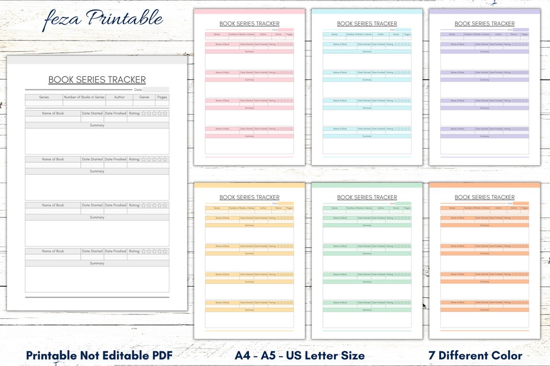 Book Series Tracker Printable, Reading Journal, Reading Series Tracker ...