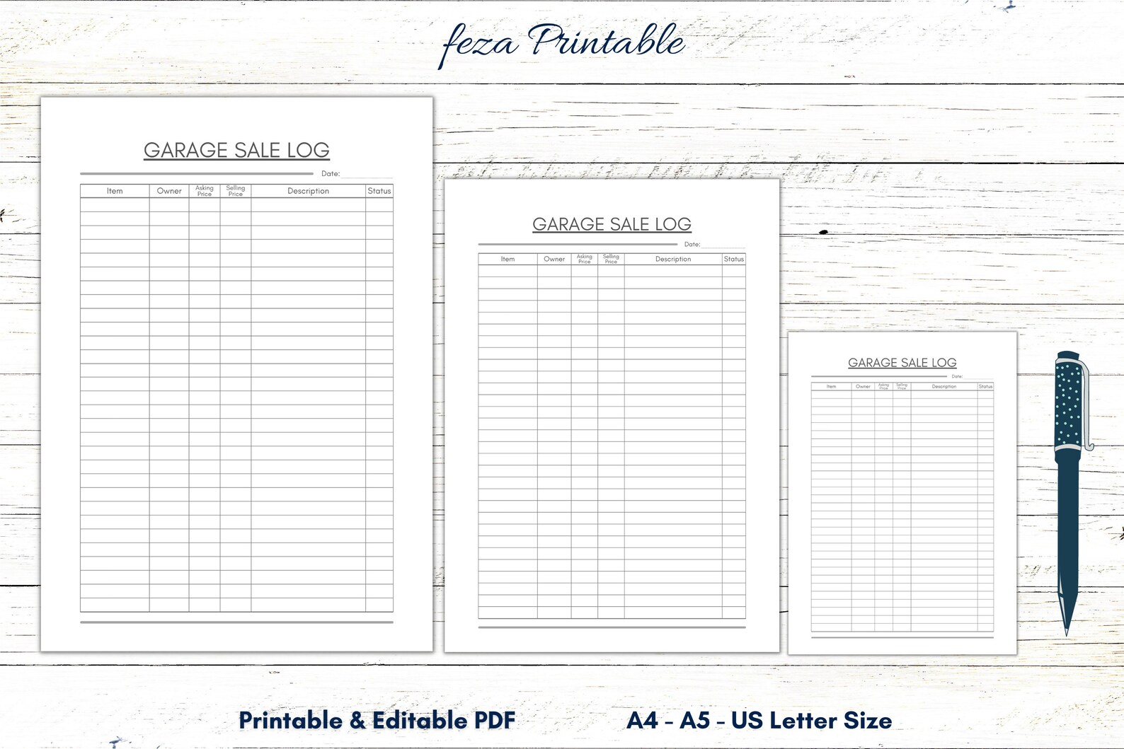 Printable Garage Sale Log, Editable Yard Sale Log, Sale Money Tracker ...